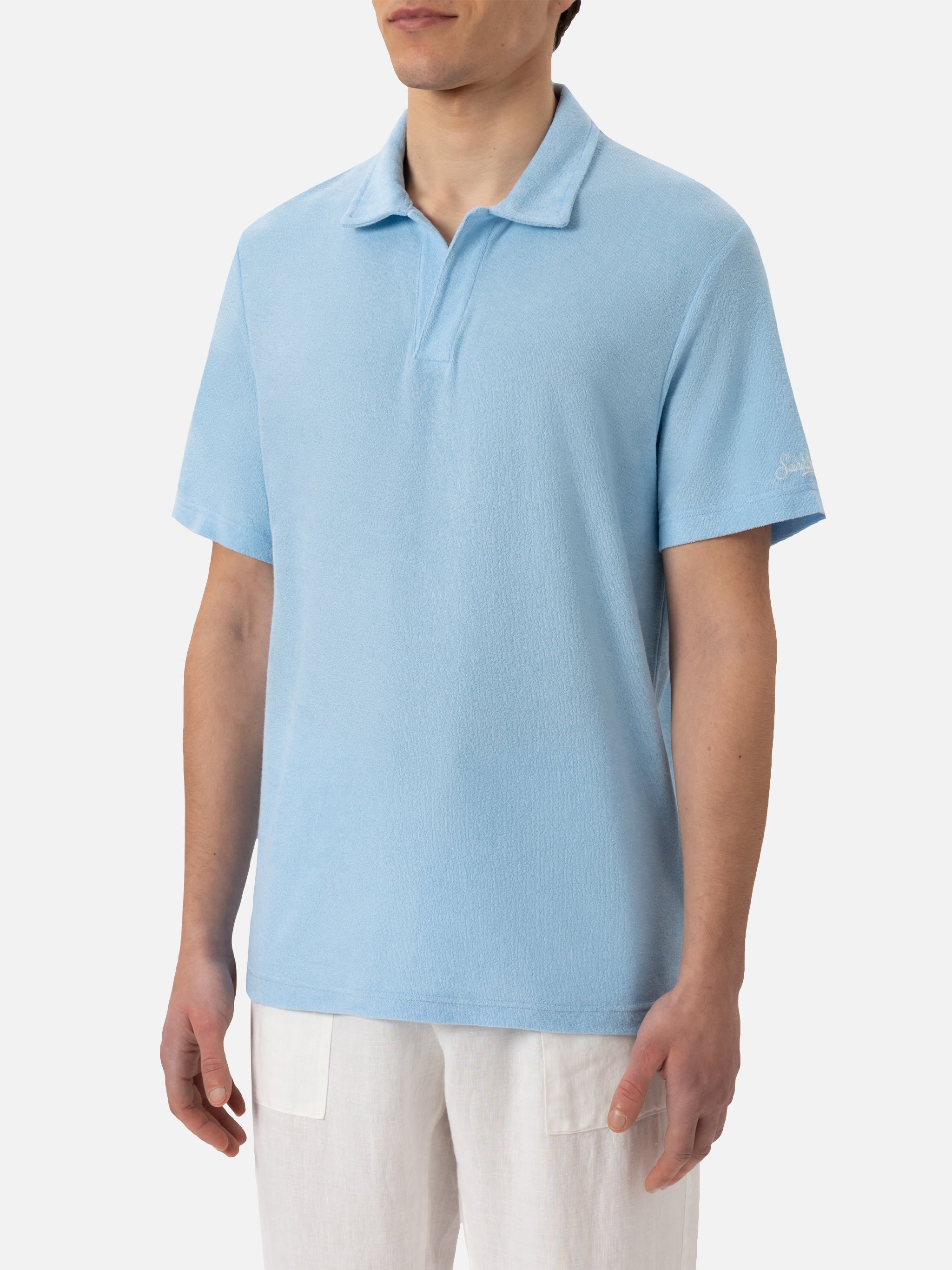 Jeremy light blue terry polo shirt – MC2 Saint Barth