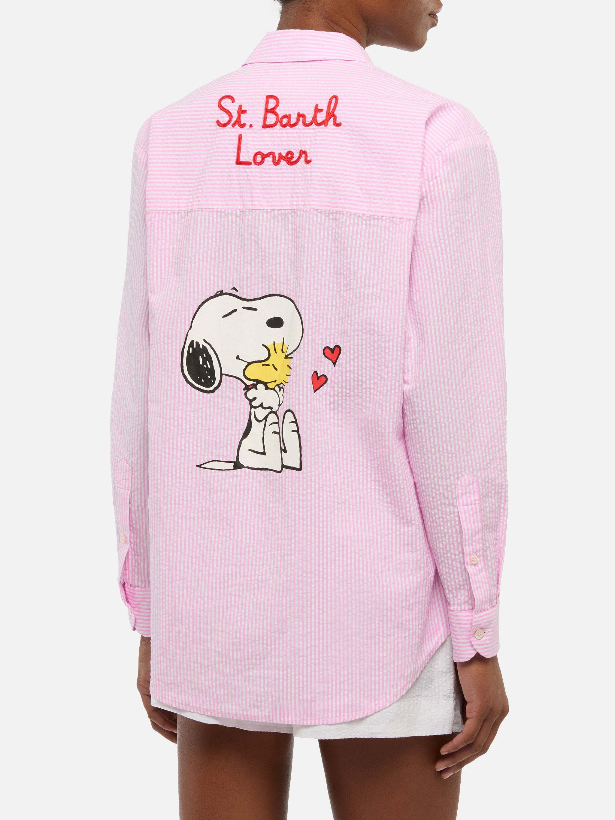 Brigitte striped seersucker shirt with Snoopy print – MC2 Saint Barth