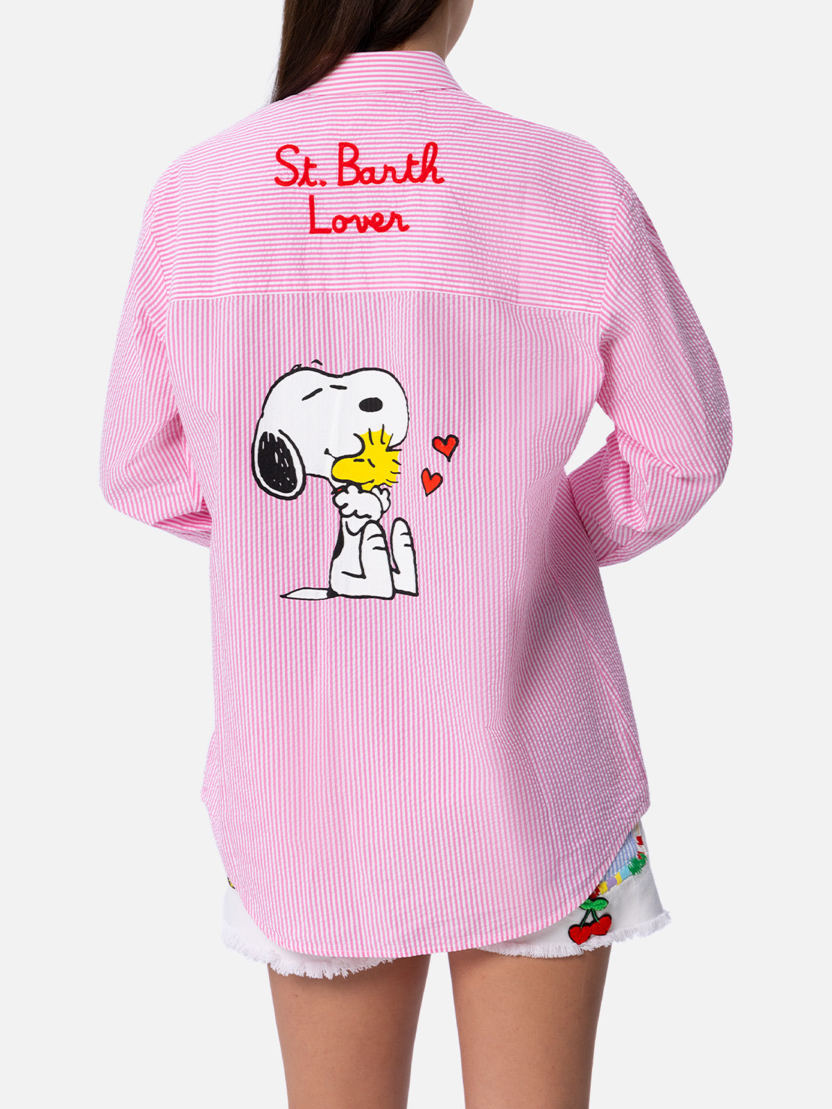 Brigitte striped seersucker shirt with Snoopy print – MC2 Saint Barth