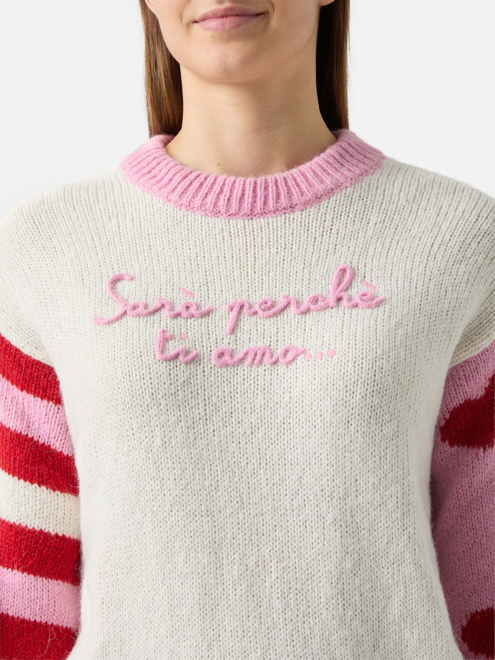Alpaca sweater Danya with Sarà perchè ti amo embroidery – MC2 Saint Barth