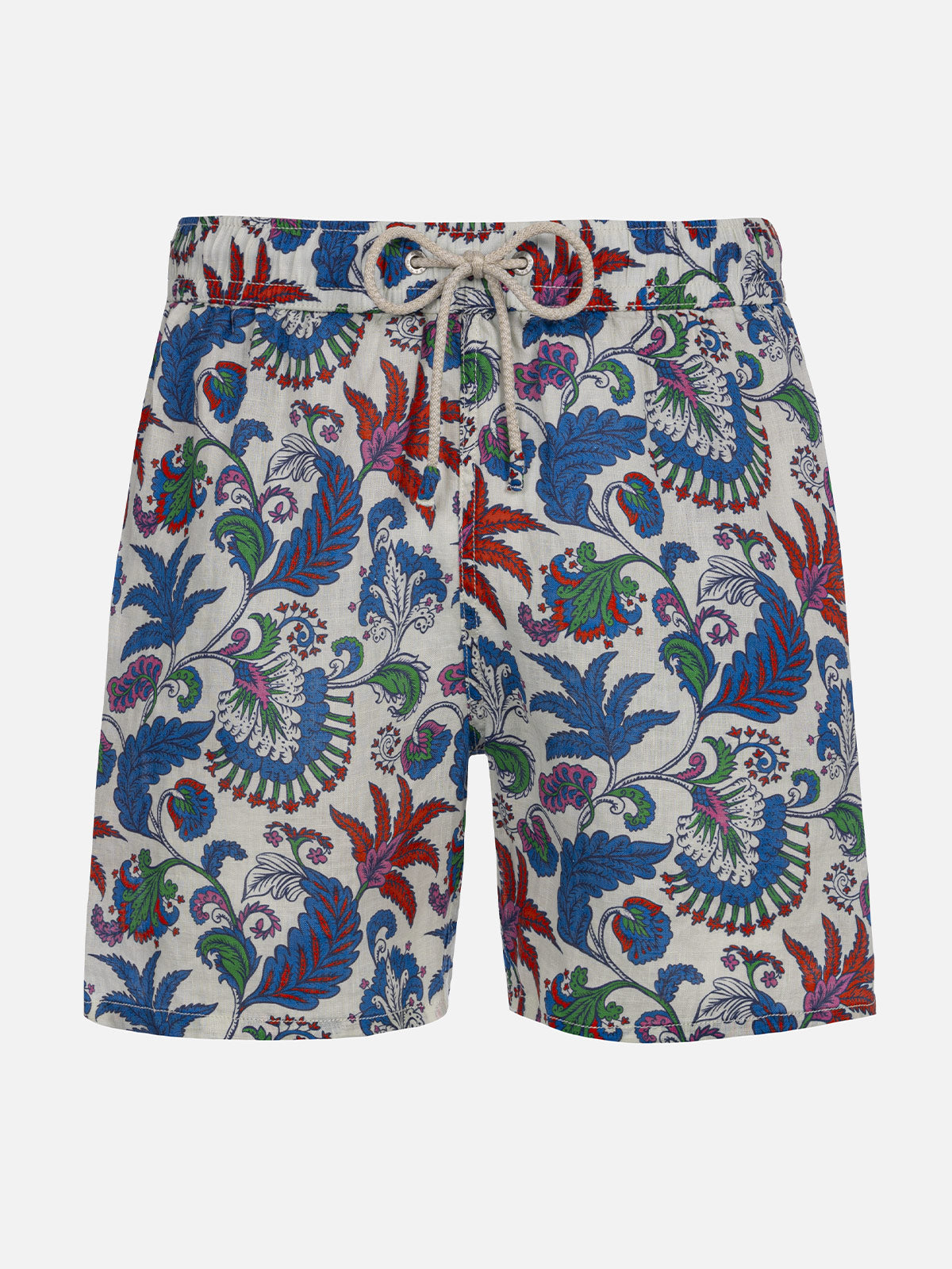 Man mid-length linen swim-shorts Gustavia with flower print – MC2 Saint ...