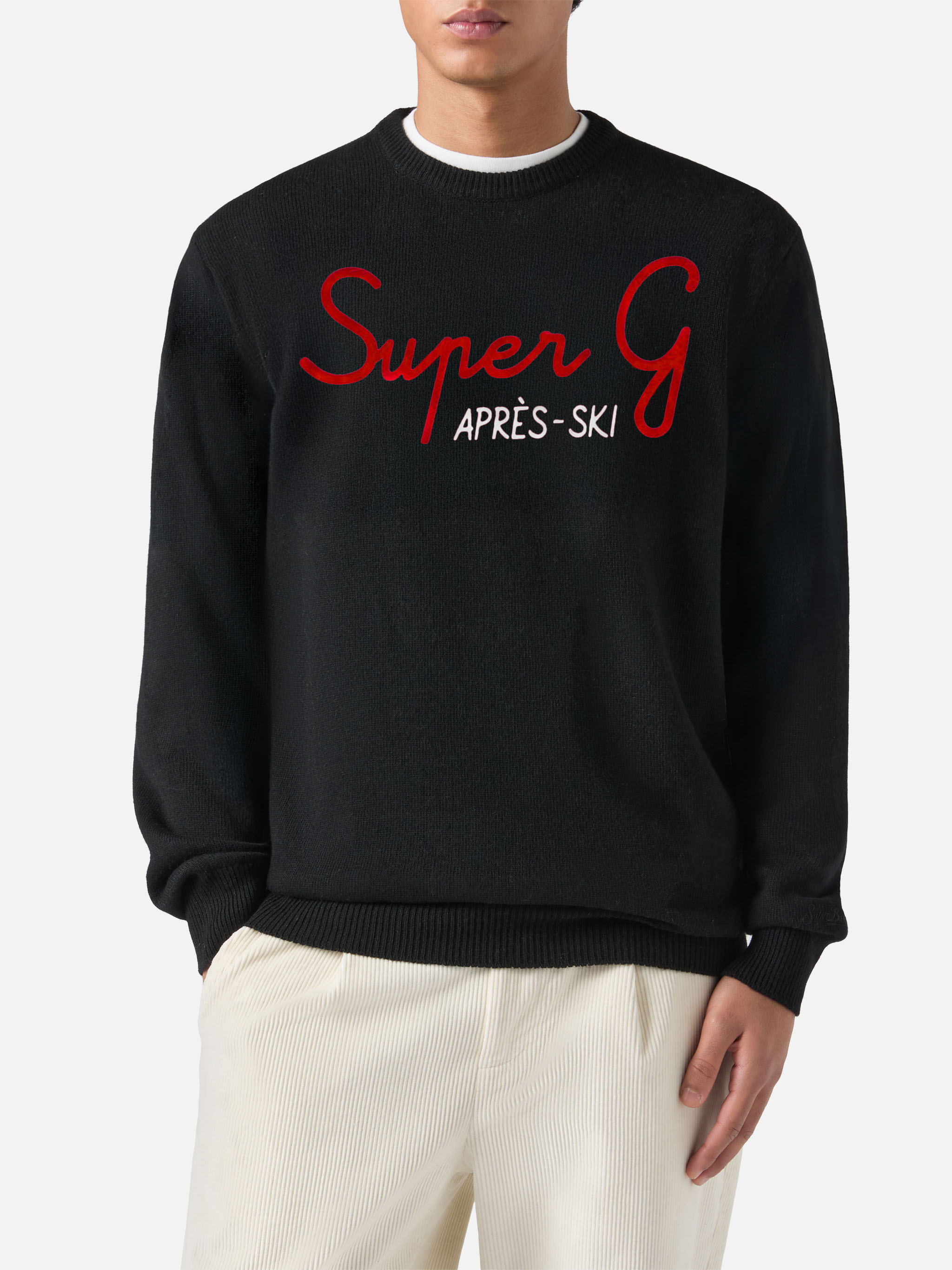 Black crewneck Heron with Super G embroidery | SUPER G SPECIAL EDITION ...