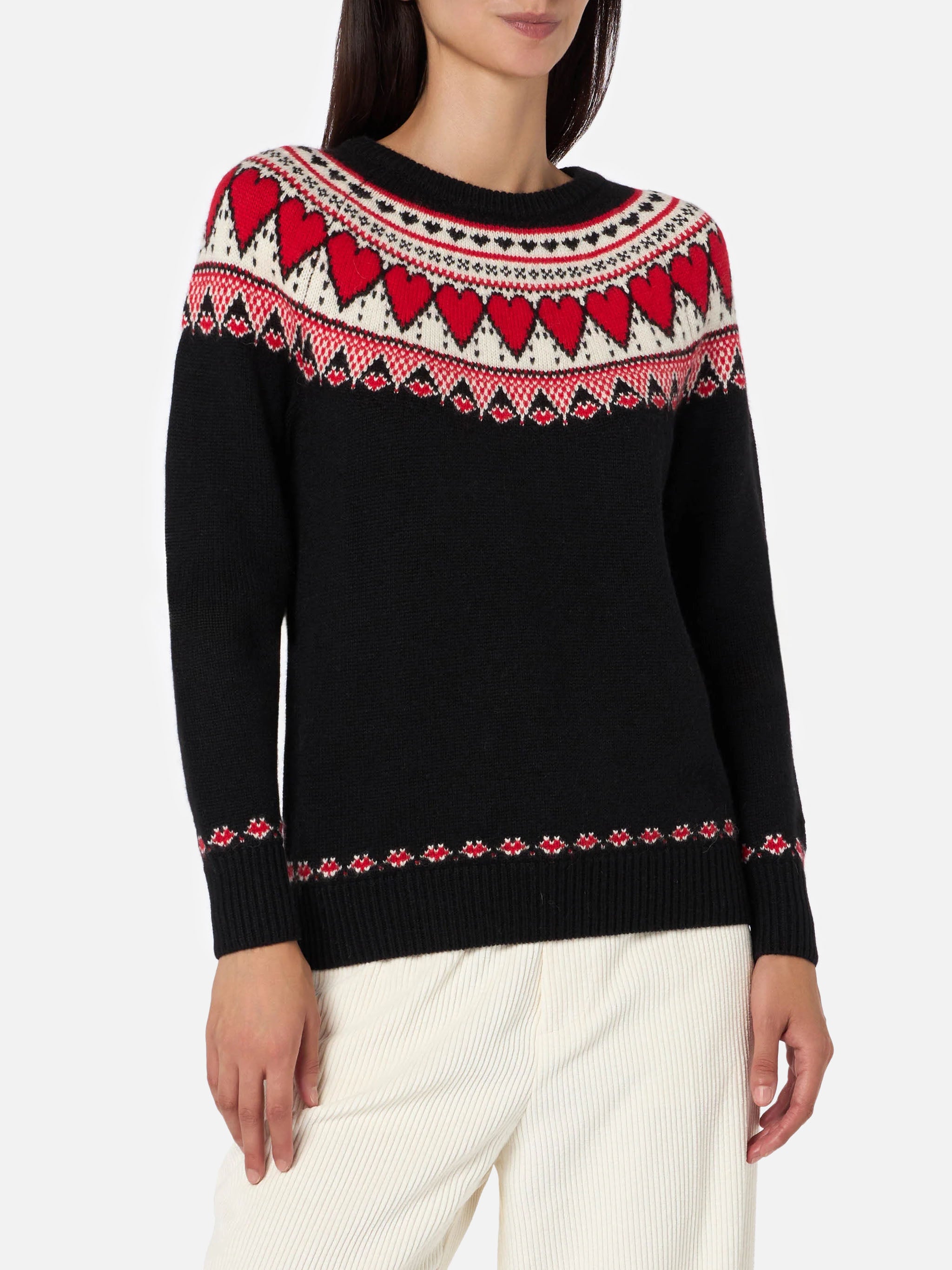 Black New Queen Nordic sweater with heart jacquard – MC2 Saint Barth