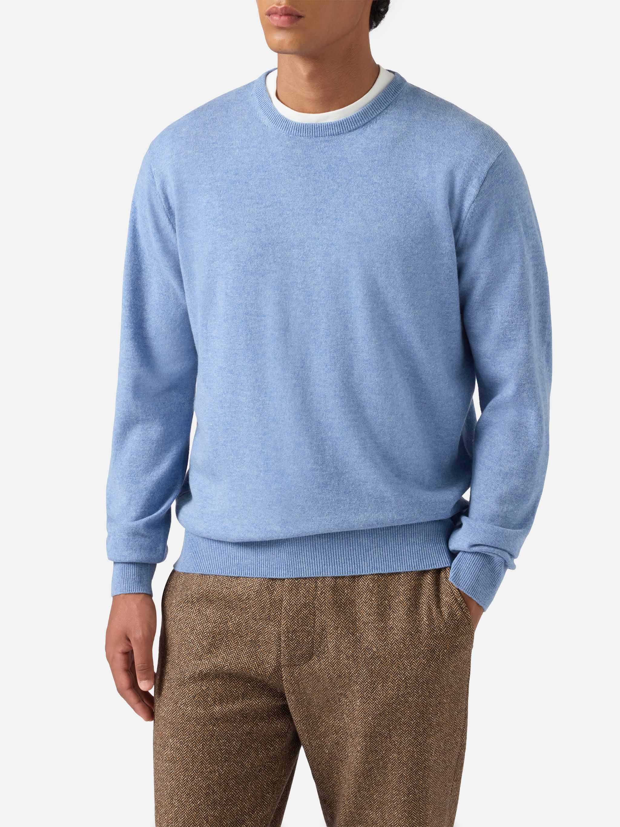 Regent sweater in dusty blue MERINO WOOL and CASHMERE – MC2 Saint Barth