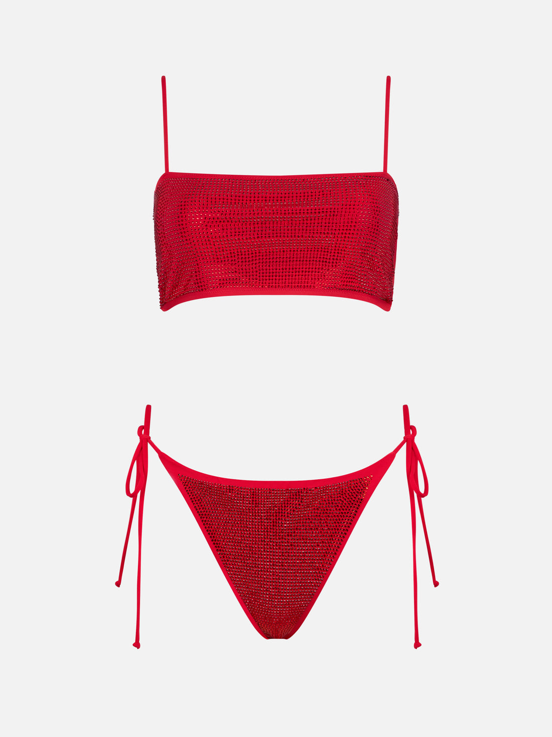 Woman red bandeau bikini with rhinestones – MC2 Saint Barth